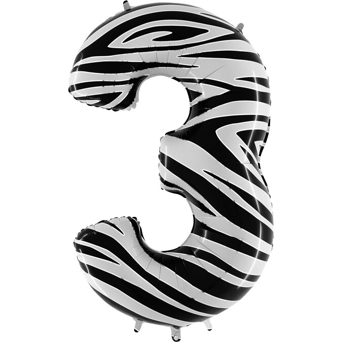 40" GIANT SUPERSHAPE NUMBER FOIL HELIUM BALLOON ZEBRA ZEBRALOON ANIMAL ...