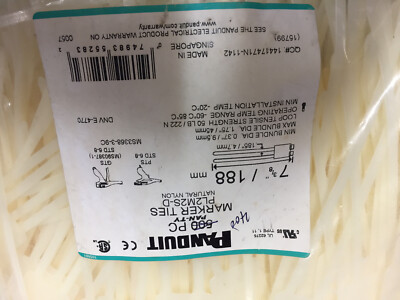 BT2I-M0 PANDUIT MARKER TIE NATURAL 50LBS 7.4" 400 PCS | eBay