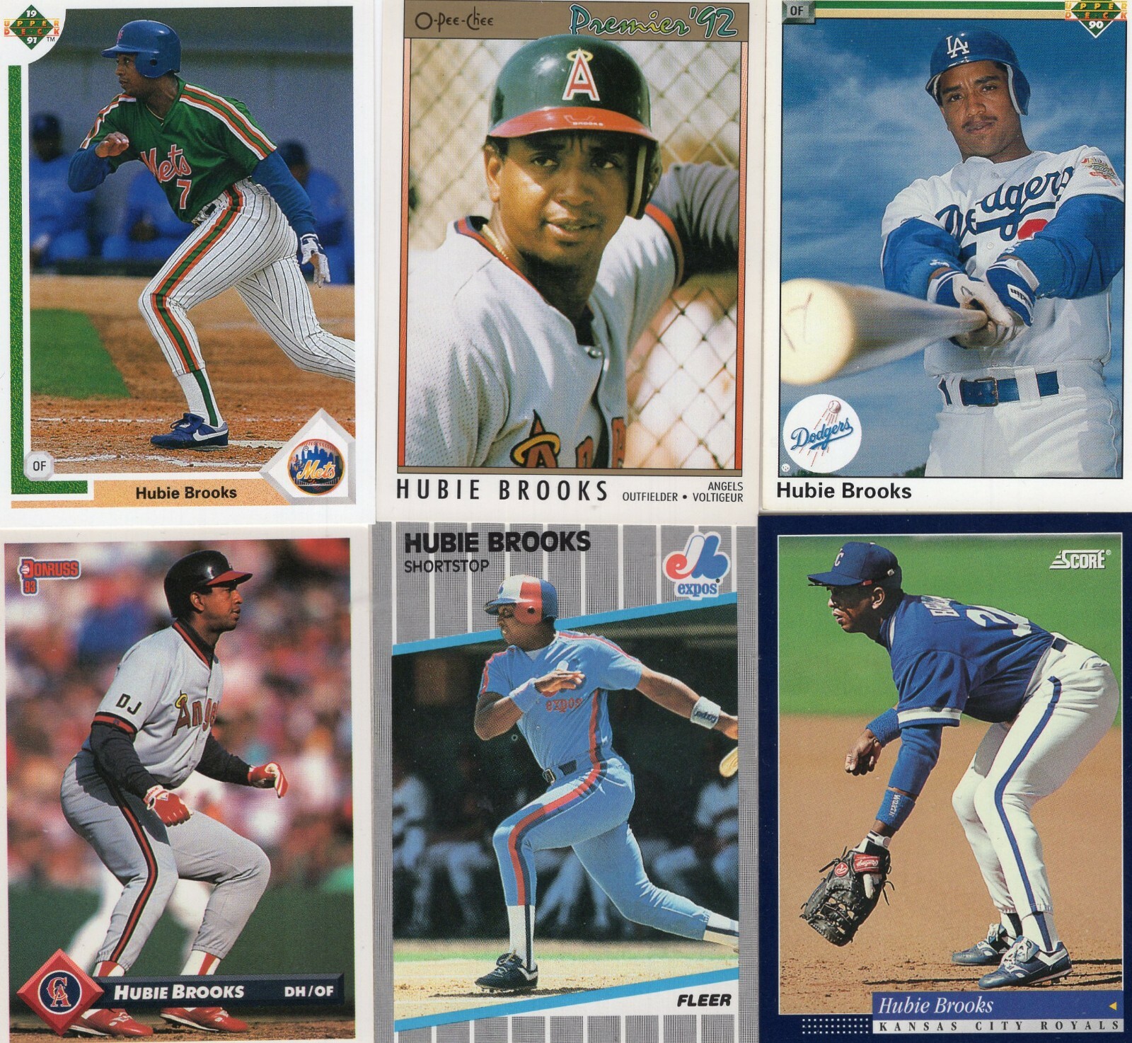 HUBIE BROOKS Lot of 25+ Different Baseball Cards Mets Expos Royals ...