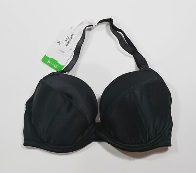 NWT Panache Superbra Zara Padded Multi Way Black Satin Strapless Bra Sz ...