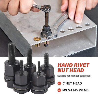 5PCS Hand Rivet Nut Head Nuts Simple Installation Manual Riveter Rivnut ...
