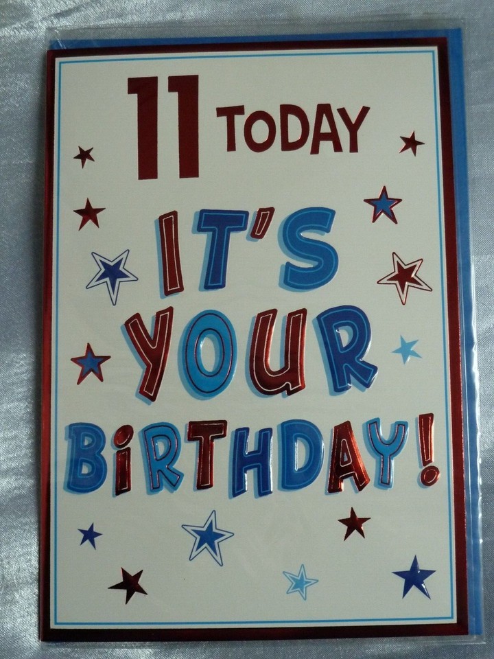 11TH BIRTHDAY CARD ELEVEN YEAR OLD CUTE BOY GIRL AGE 11YR BIRTHDAY 11 ...