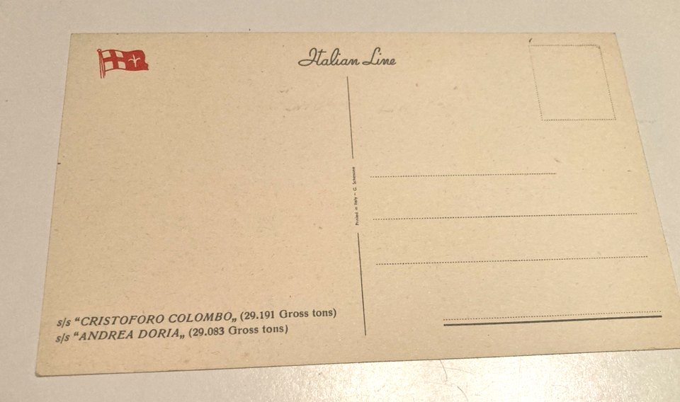 ANDREA DORIA VINTAGE POST CARD OF ITAILIAN LINE NOT POSTED | eBay
