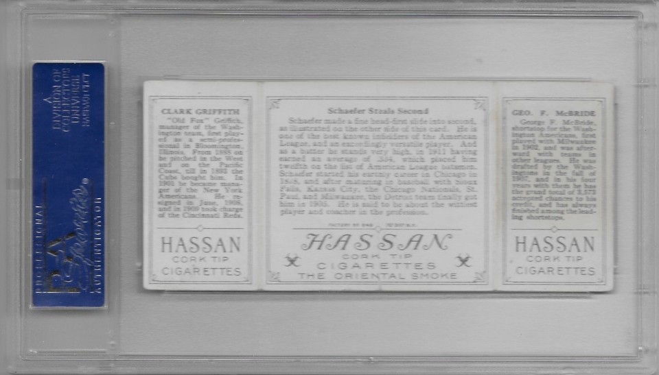 1912 T202 Hassan George McBride Clark Griffith #101 Graded PSA 3 VG ...