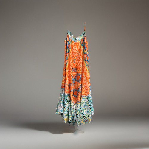 Boston Proper Womens Orange Blue Abstract Border Print Sleeveless Maxi ...