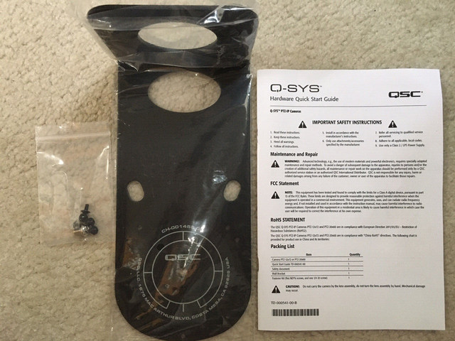 QSC PTZ-WMB1-BK Wall Mount Bracket CH-001456-00 for sale online | eBay