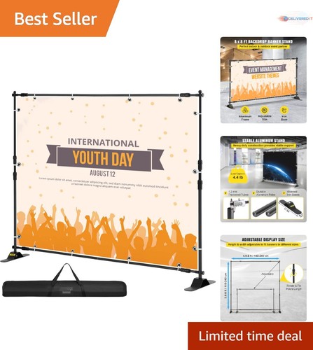 Backdrop Banner Stand Adjustable 8x8 Ft Aluminum Easy Setup with Carry ...