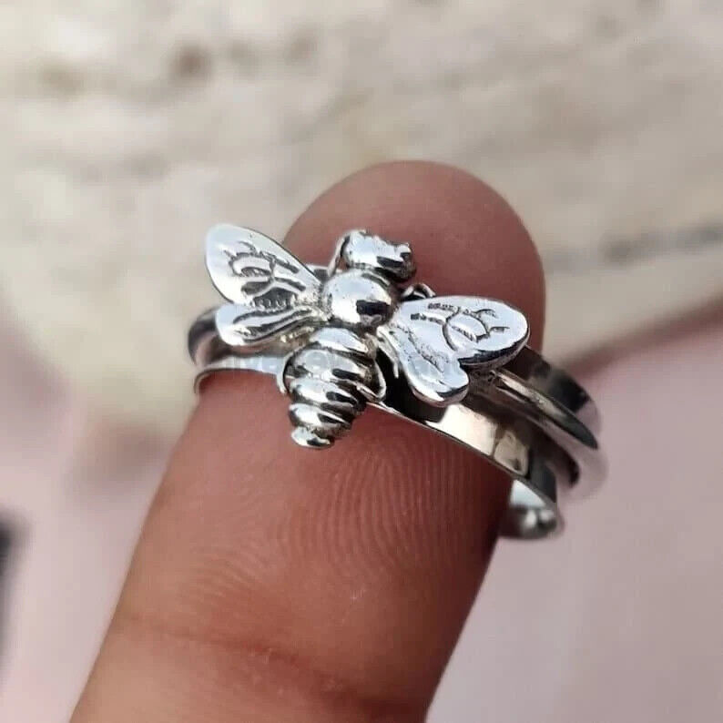 Honey bee Spinner Ring, 925 Sterling Silver Ring, Friendship Ring | eBay