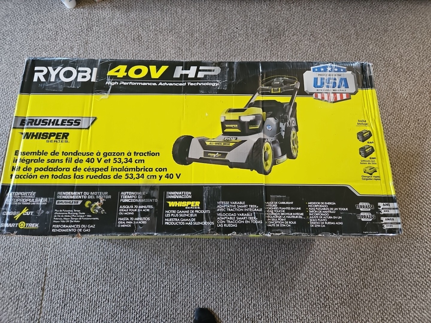 Ryobi RY401210 40V HP 21in Walk Behind Self-Propelled All Wheel Drive ...