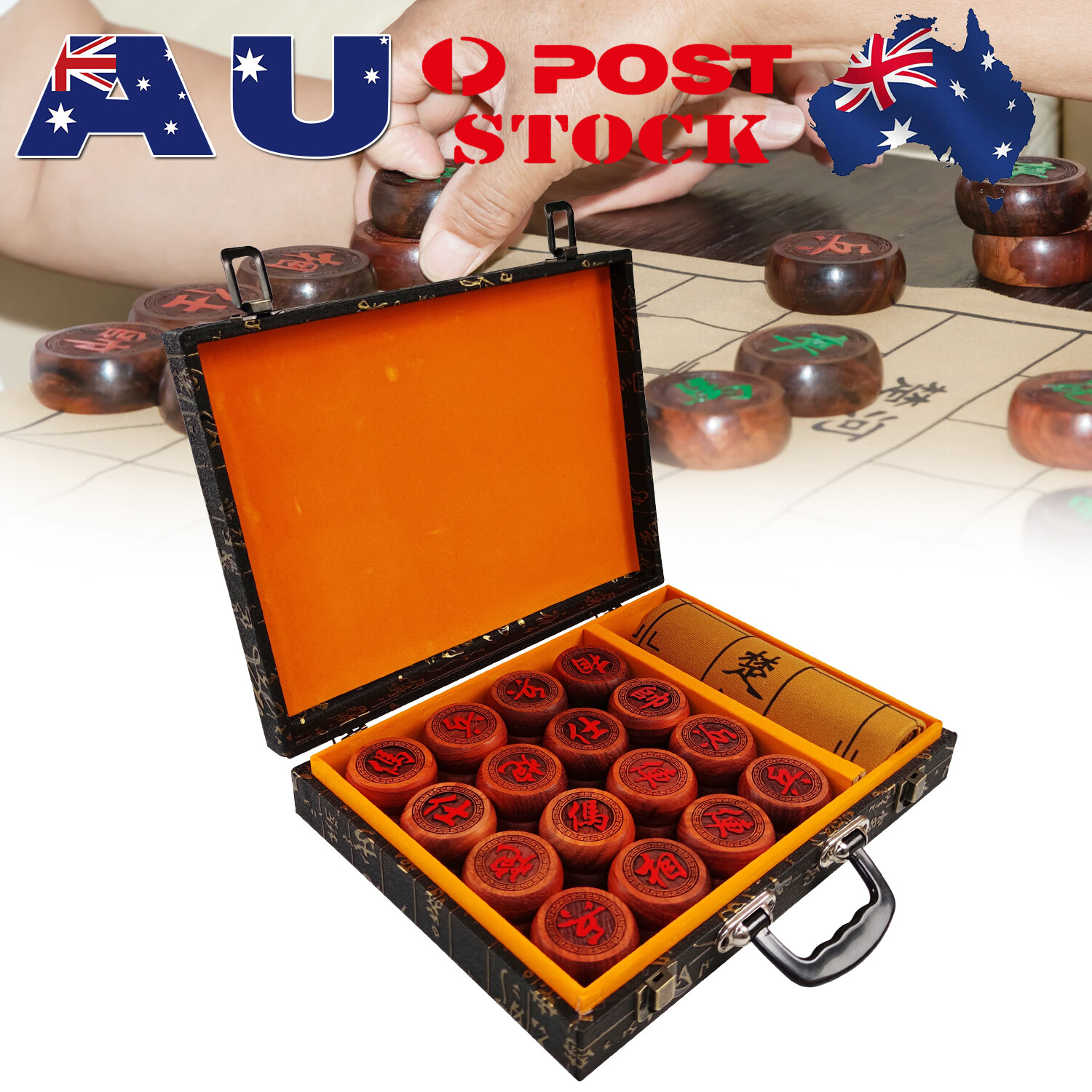 Traditional Chinese Chess Set Board Game Xiangqi with PU Checkerboard ...