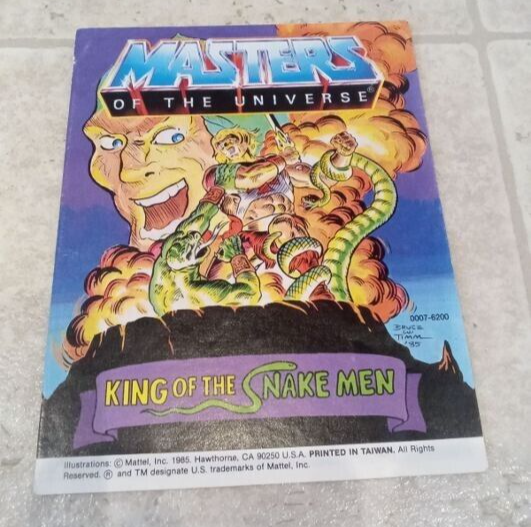 1985 Vintage Rattlor Taiwan Yellow Neck Complete w/ comic He-man MOTU ...