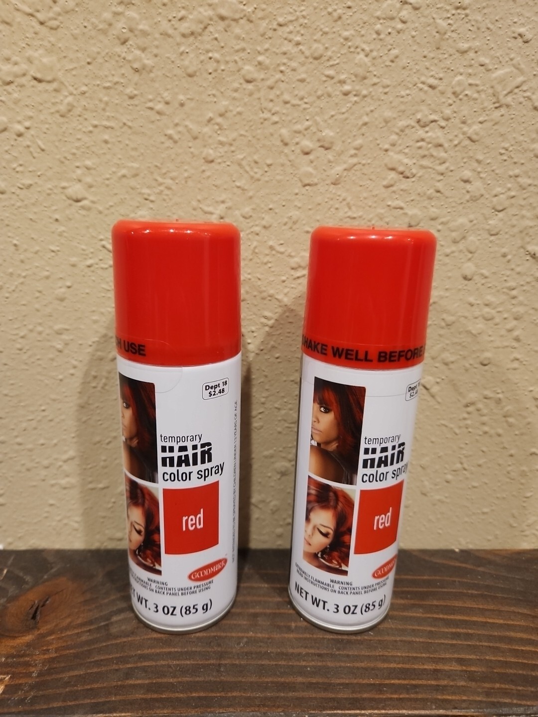 GOODMARK TEMPORARY HAIR COLOR SPRAY RED lot of 2. Spray in and Wash Out ...