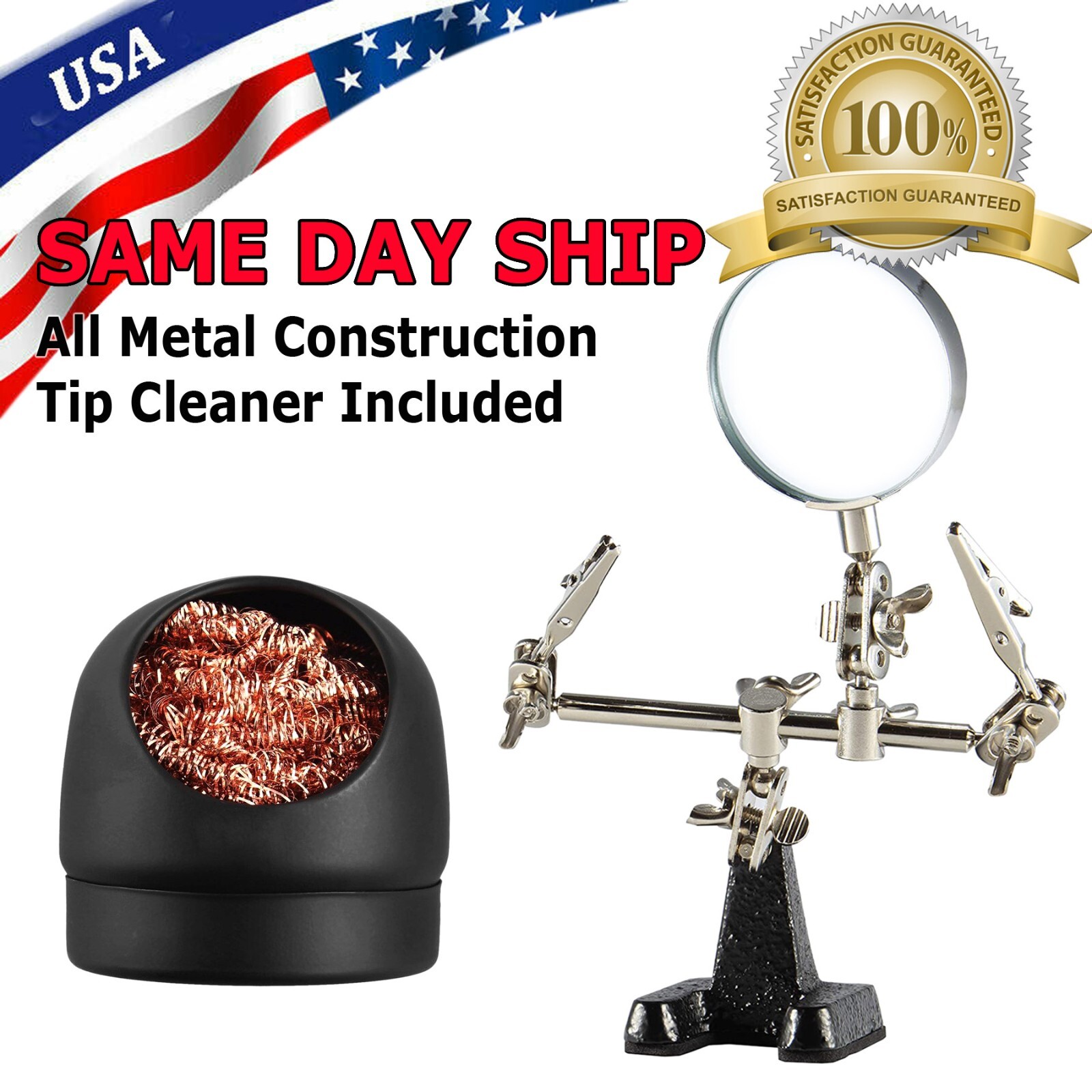 Third Hand Soldering Solder Iron Stand Holder Magnifier Helping Station ...