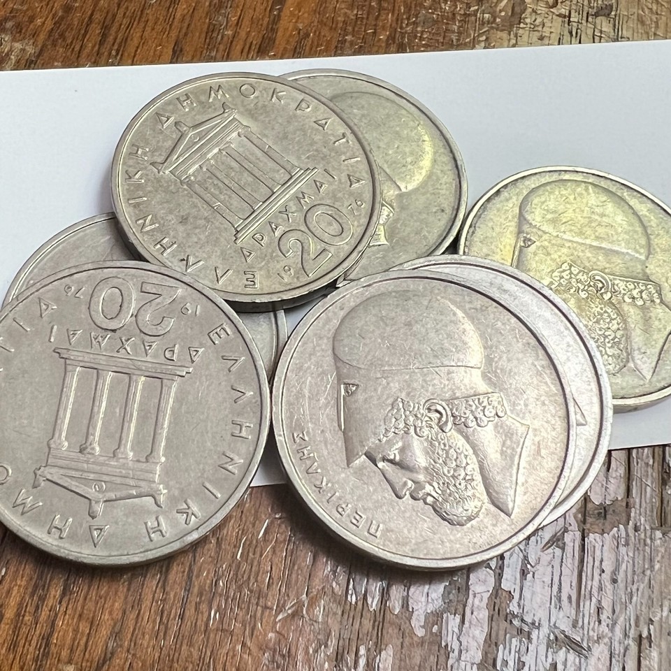 Greece 20 Drachmai, PERICLES as Hoplite & Parthenon Coin (1976-1988 ...
