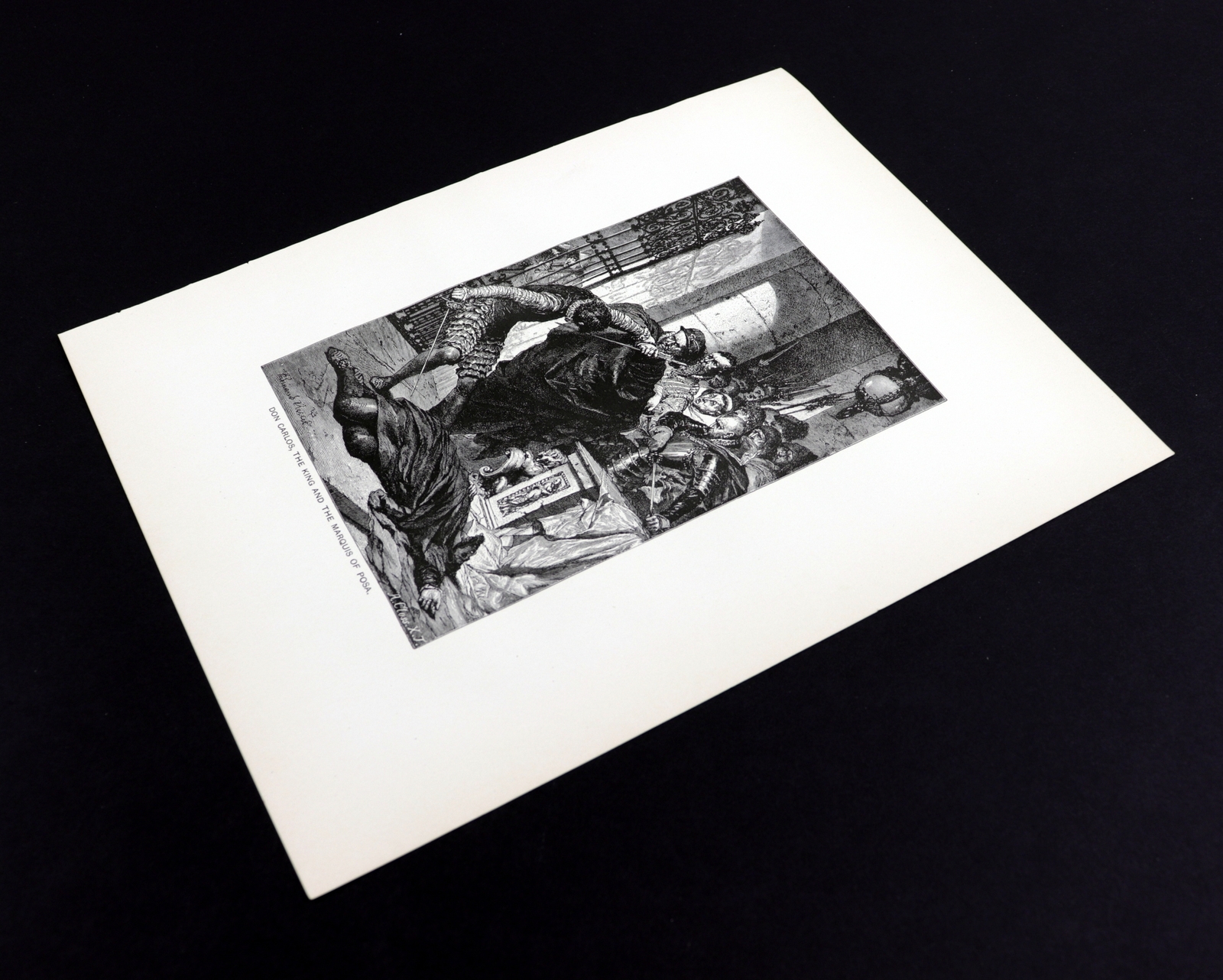 Don Carlos, The King and the Marquis of Posa, 1892 Engraving vintage ...