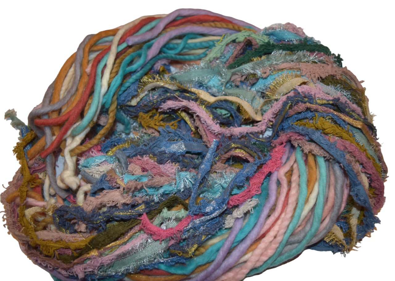 100g grab bag mix Cotton WOOL Frizz Ribbon yarn Frayed | eBay