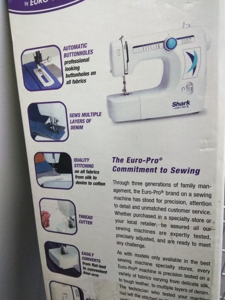 N.O.S 2006 Shark By Euro Pro X Sewing Machine Model# 412N, 30 stitch ...