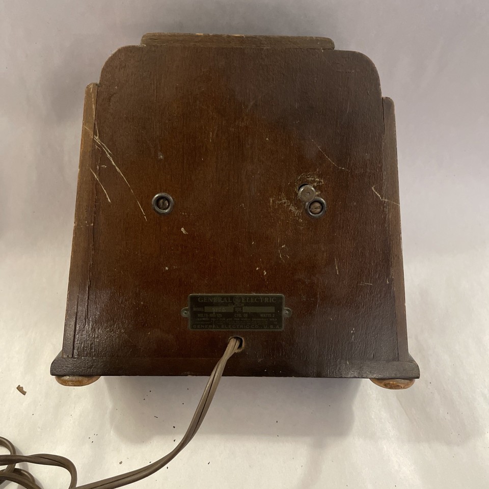 Antique General Electric Clock Model 3F70 Mahogany Look Art Deco Wood ...