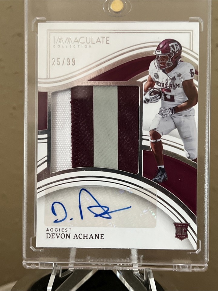 Devon Achane RPA 4 Color Patch 2023 Immaculate 25/99 And Silver Prizm ...