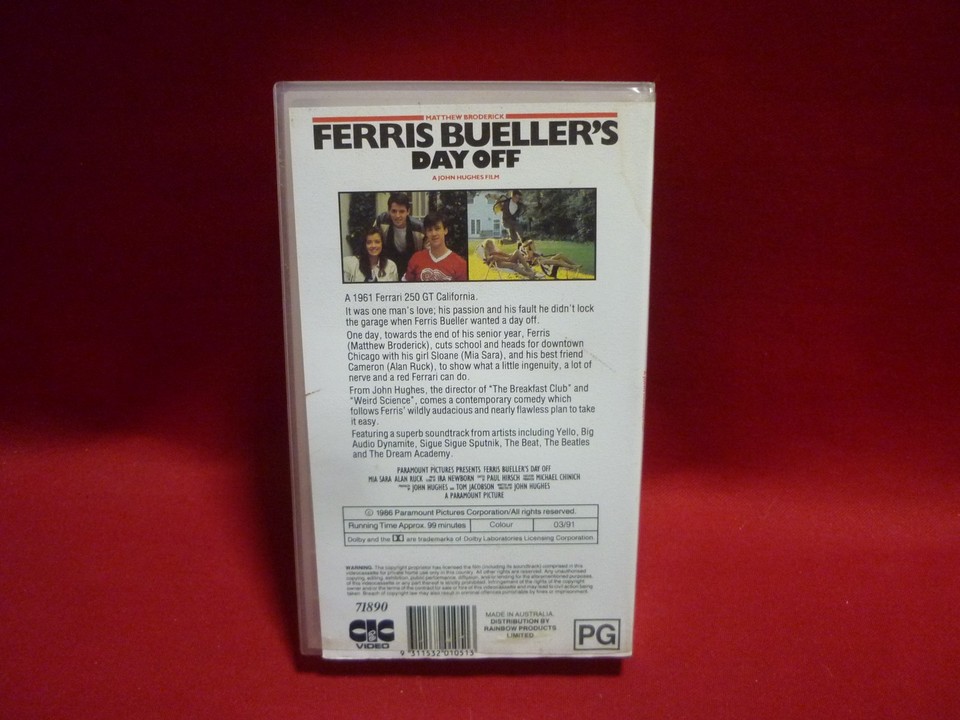 FERRIS BUELLER'S DAY OFF with MATTHEW BRODERICK VHS VIDEO TAPE SEALED ...