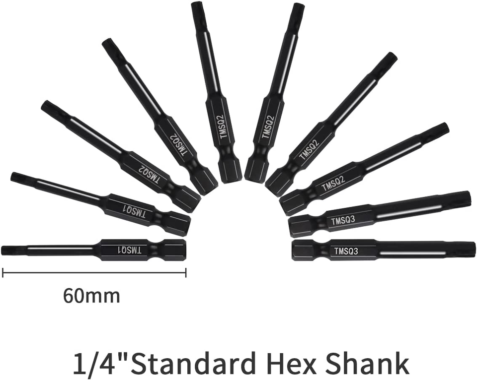 Double Square 8 Point Star Bit Set (10 Pack - 2.3" Long Magnetic Heads ...