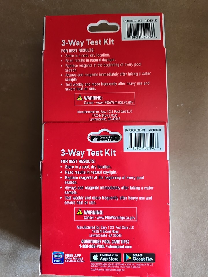 Lot of 2 Clorox Pool & Spa 3-Way Water Test Kit for pH Chlorine Bromine ...