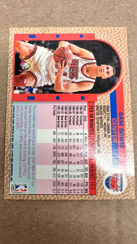 Sam Bowie c Fleer 92-93 card | eBay