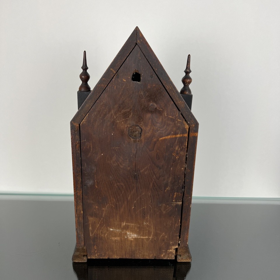 ANSONIA Steeple Clock W Bee Skep Reverse Painted Viewing Glass ANTIQUE ...