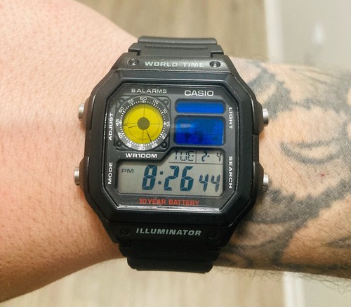 Custom Casio World Time Illuminator watch with dual color face mod | eBay