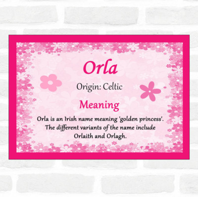 Orla Name Meaning Pink Certificate | eBay UK
