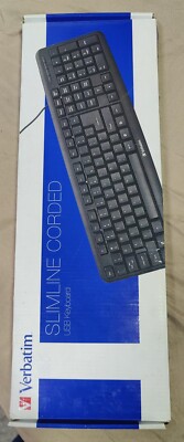 VERBATIM Slimline Corded USB Keyboard - Black | eBay