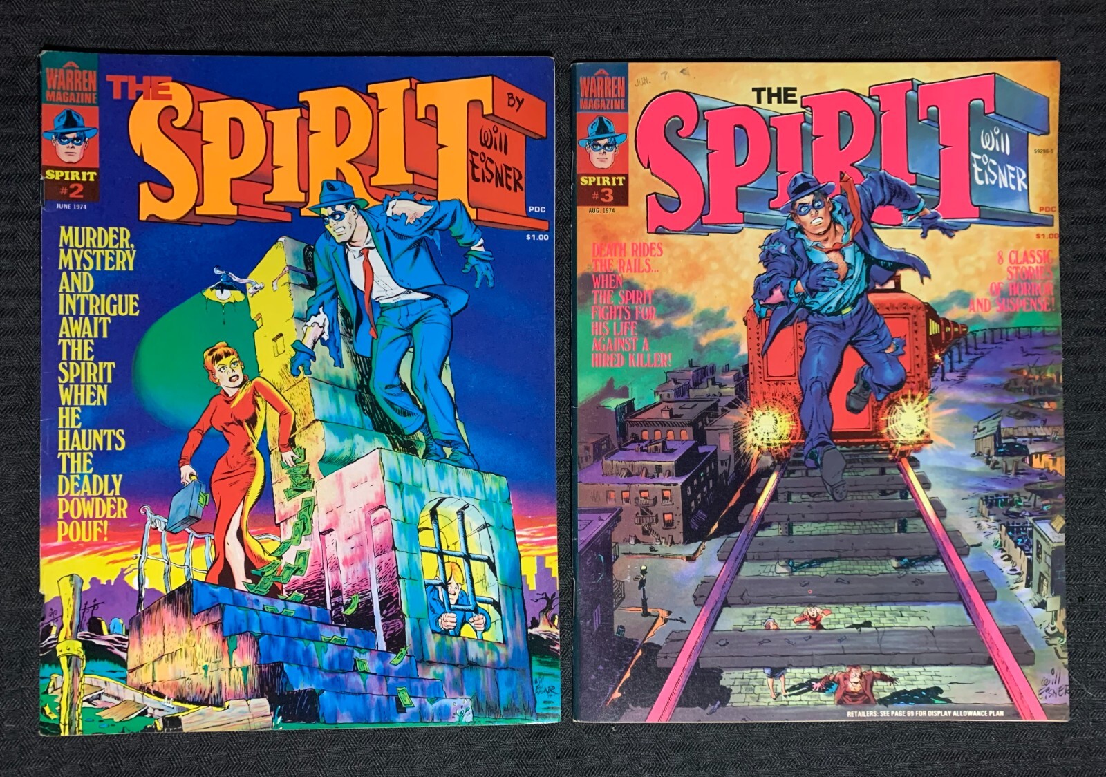 1974 THE SPIRIT Magazine #2 FN+ and #3 FVF by Will Eisner / Warren LOT ...