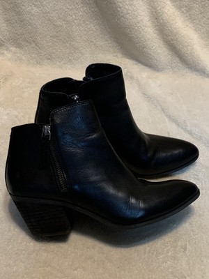 Frye Ankle Booties 8 Judith Black Leather Double Zip Block Heel Comfort ...