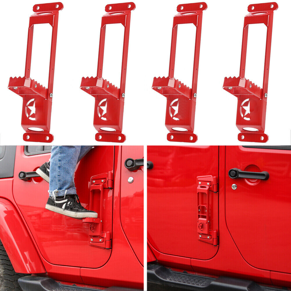 Red Door Hinge Side Foot Climb Step Pedal For Jeep Wrangler JK JKU 2007 ...
