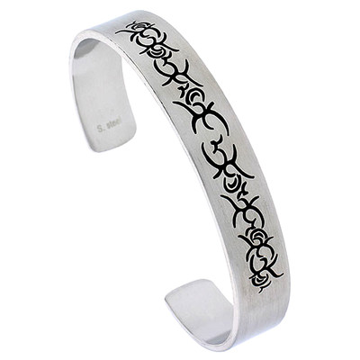 Stainless Steel Cuff Bangle Bracelet with Tribal Design | eBay