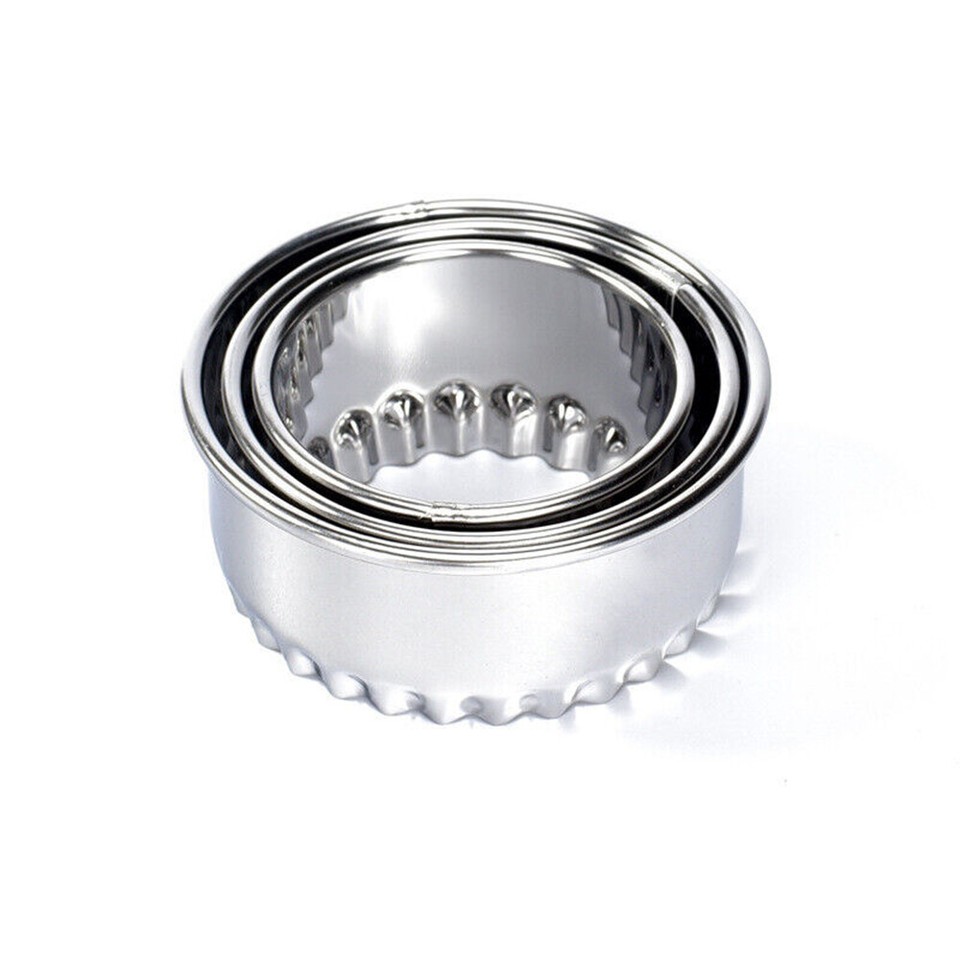 Set Of 3 Stainless Steel Plain Crinkle Scone Pastry Quiche Tart Cookie ...