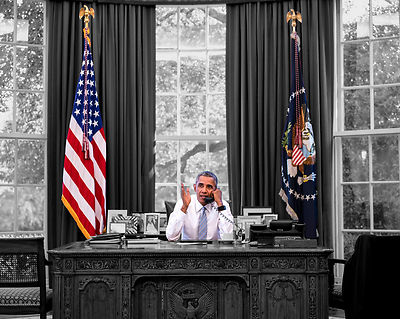 President Barack Obama Sitting Desk Oval Office 11 x 14 Photo ...
