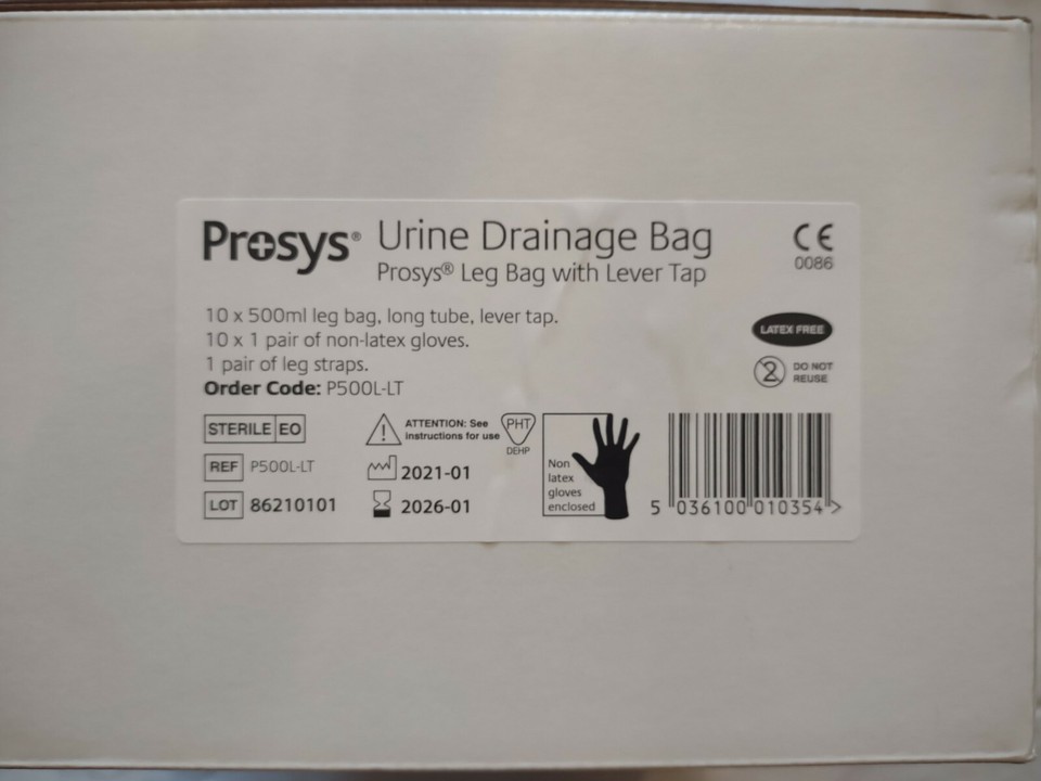 PROSYS P500LT 500ml STERILE, long leg bag. Box of 10 bags. UK STOCK ...