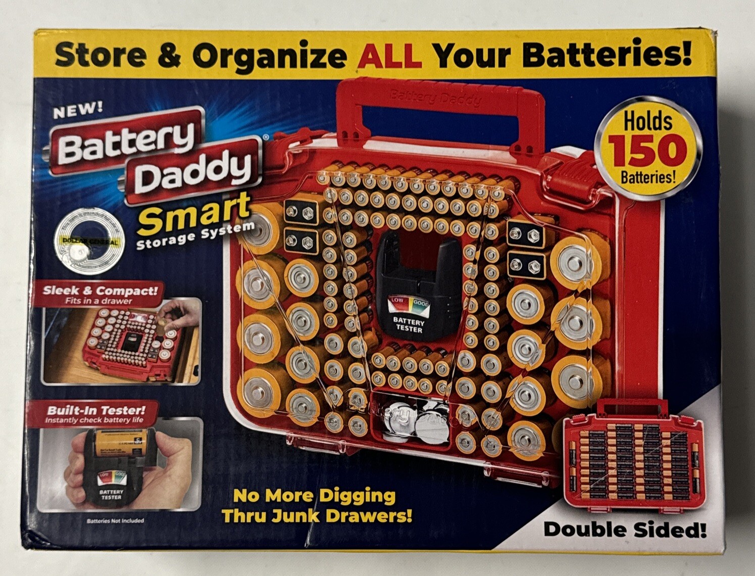 Ontel Battery Daddy Smart 150 Battery Organizer Case with Tester (BADAS ...