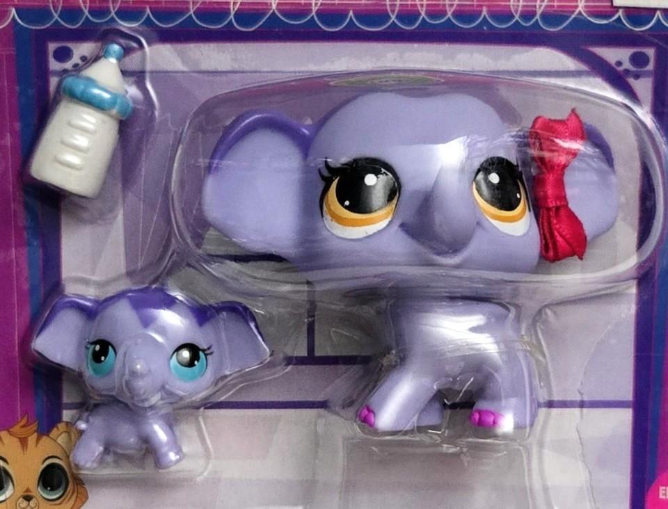 LITTLEST PET SHOP Mommy & Baby Set 2013 Elephant & Calf #3597 ~ #3598 ...
