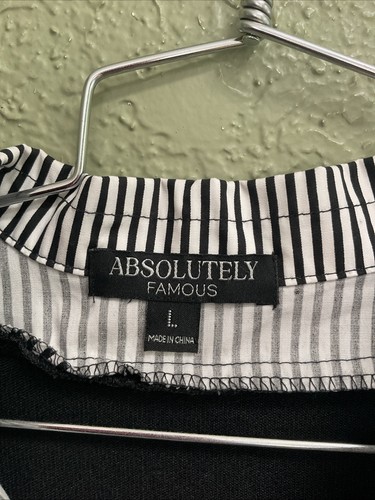 NEW Absolutely Famous Size L Striped Layered Look Black Sweater Dress ...