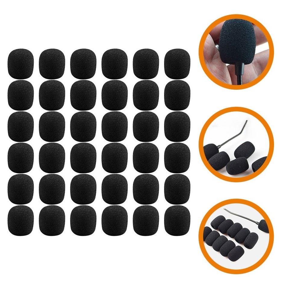 50pcs Microphone Windscreen Mic Sponge Covers Lapel Headset Microphone ...