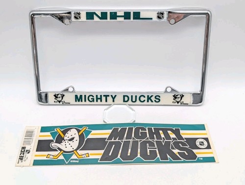 90's Vintage Anaheim Mighty Ducks License Plate Frame + Bumper Sticker ...