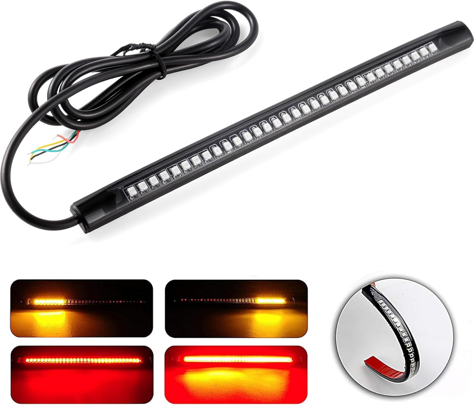 Livtee Universal 8" Flexible LED Light Strip with Tail Brake Stop Turn ...