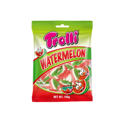 10 x 150g TROLLI WATERMELON SLICES RED GREEN WHITE JELLY BULK LOLLIES ...