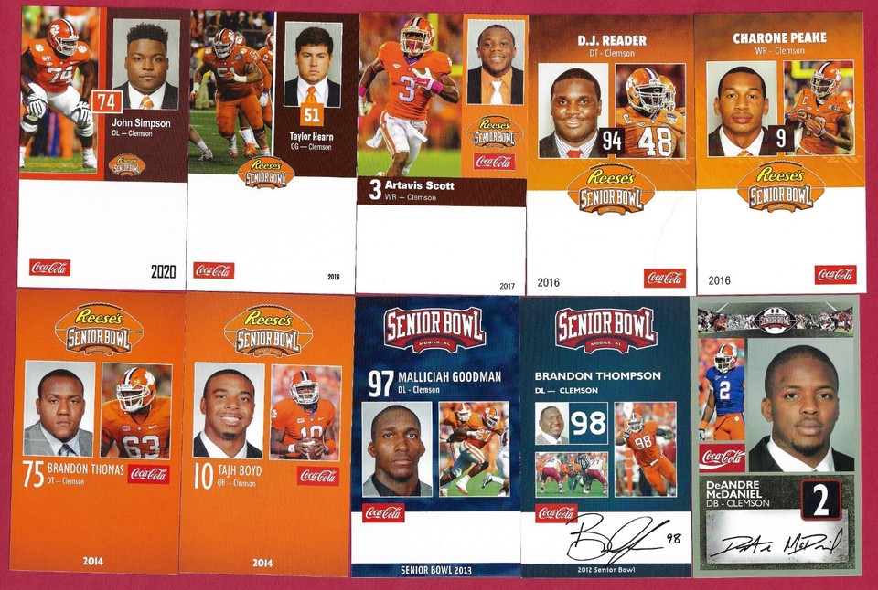 Clemson Tigers Senior Bowl Lot OF 20 Card Gardner Whitehurst Harper ...