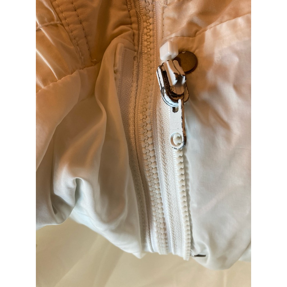 Columbia Womens M Powder Keg Ski Jacket Ivory Teal Full Zip Pockets ...