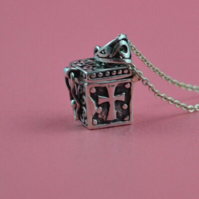 925 Sterling Silver Cross Fish Symbol Locket Charm - Cross Locket ...