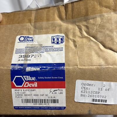 5pc) Blue Devil 5/8"-11 x 7"L, Socket Head Cap Screw, Black Oxi ...