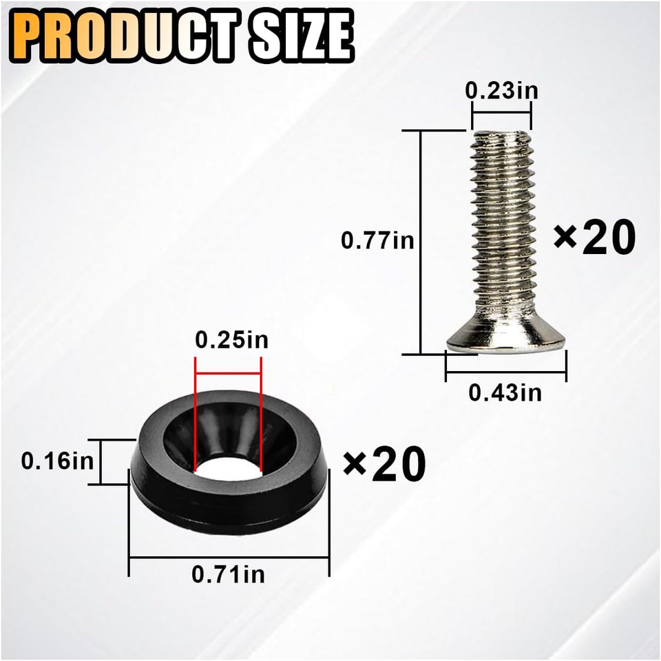 20PC M6 Fender Washer Bolt Kit Aluminum Alloy Anodized Car Engine Bay ...